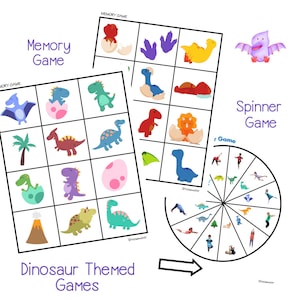Dinosaur Theme Bundle: Dinosaur Yoga, Memory and Spinner Game With Fun ...