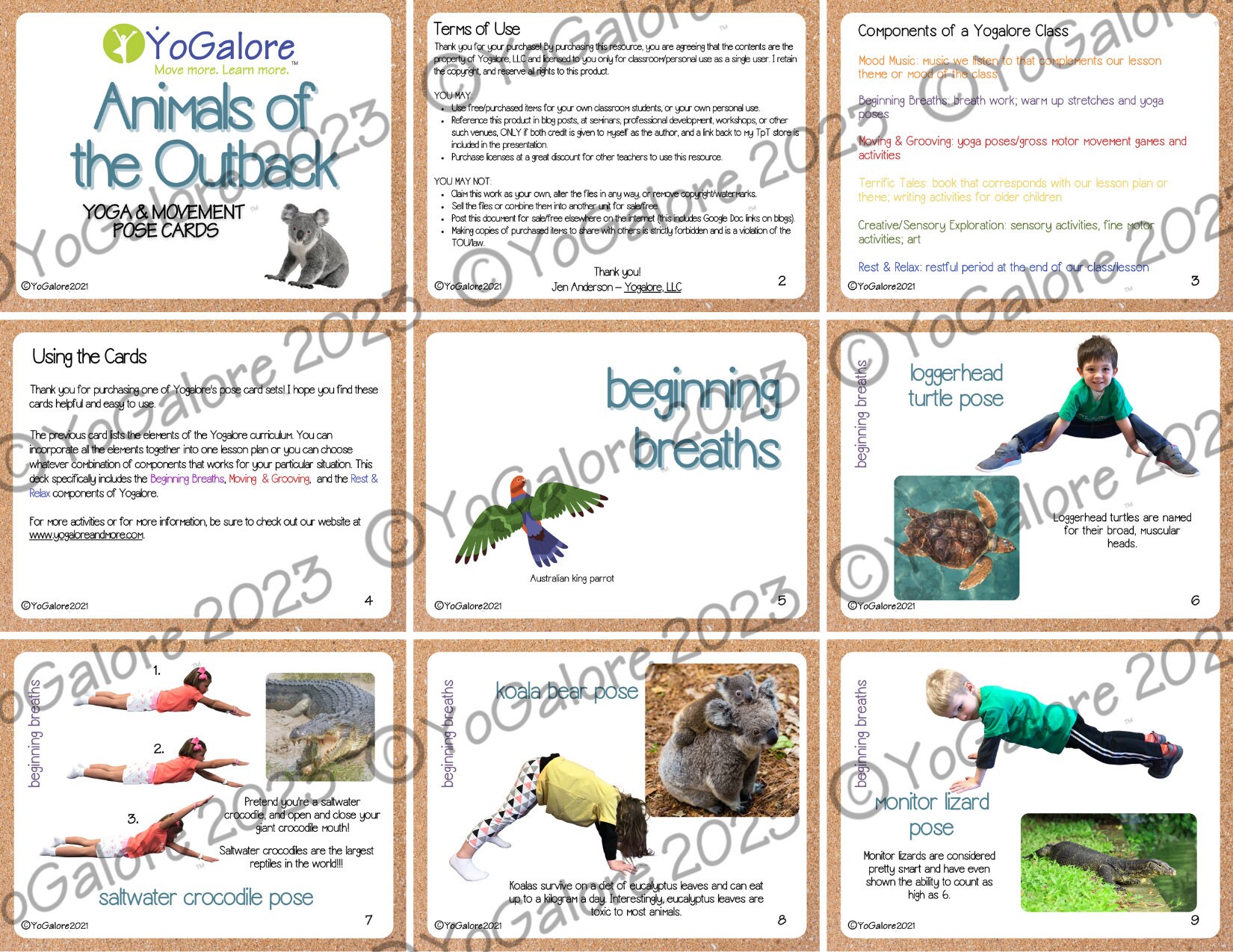 Australian Outback Animal Yoga & Movement Pose Cards - Educational and ...