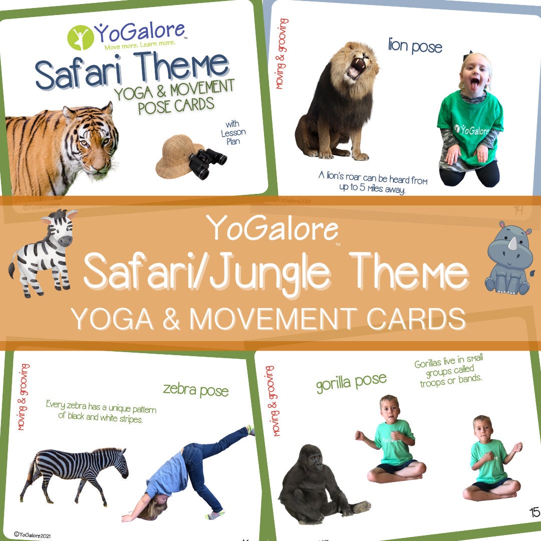 Safari Theme/jungle Theme Yoga Pose Cards, Fact Posters and Memory Game ...