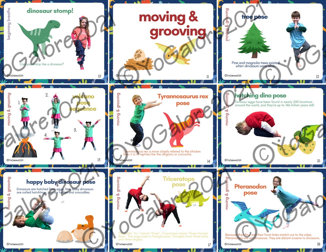 Dinosaur Yoga & Movement Pose Cards | Etsy