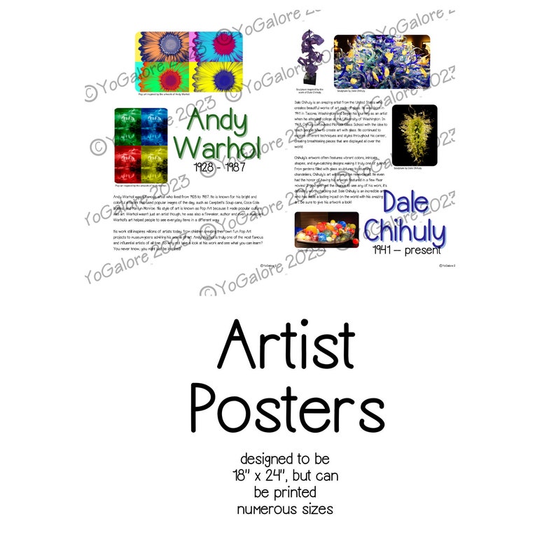 Artist Posters for Preschoolers and Kindergarten - Etsy