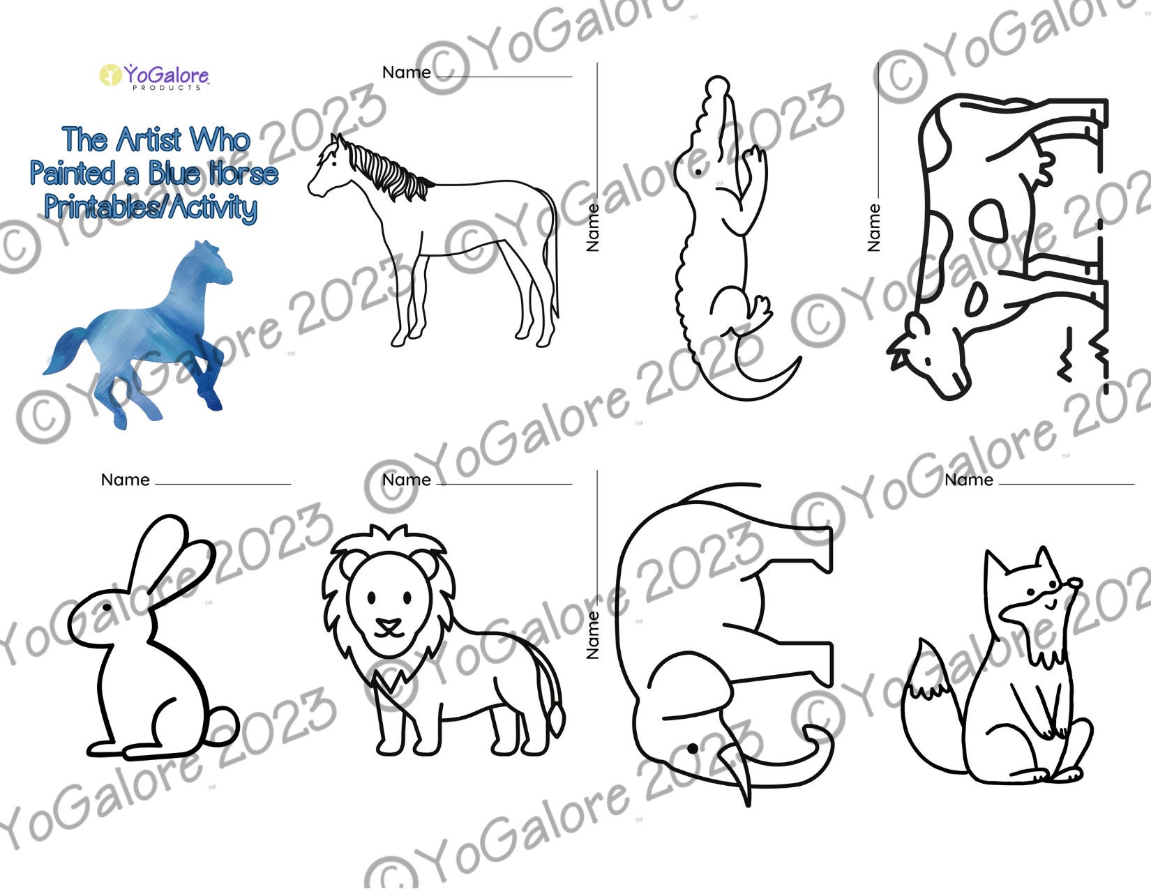 The Artist Who Painted a Blue Horse Art Lesson Plan With Yoga ...