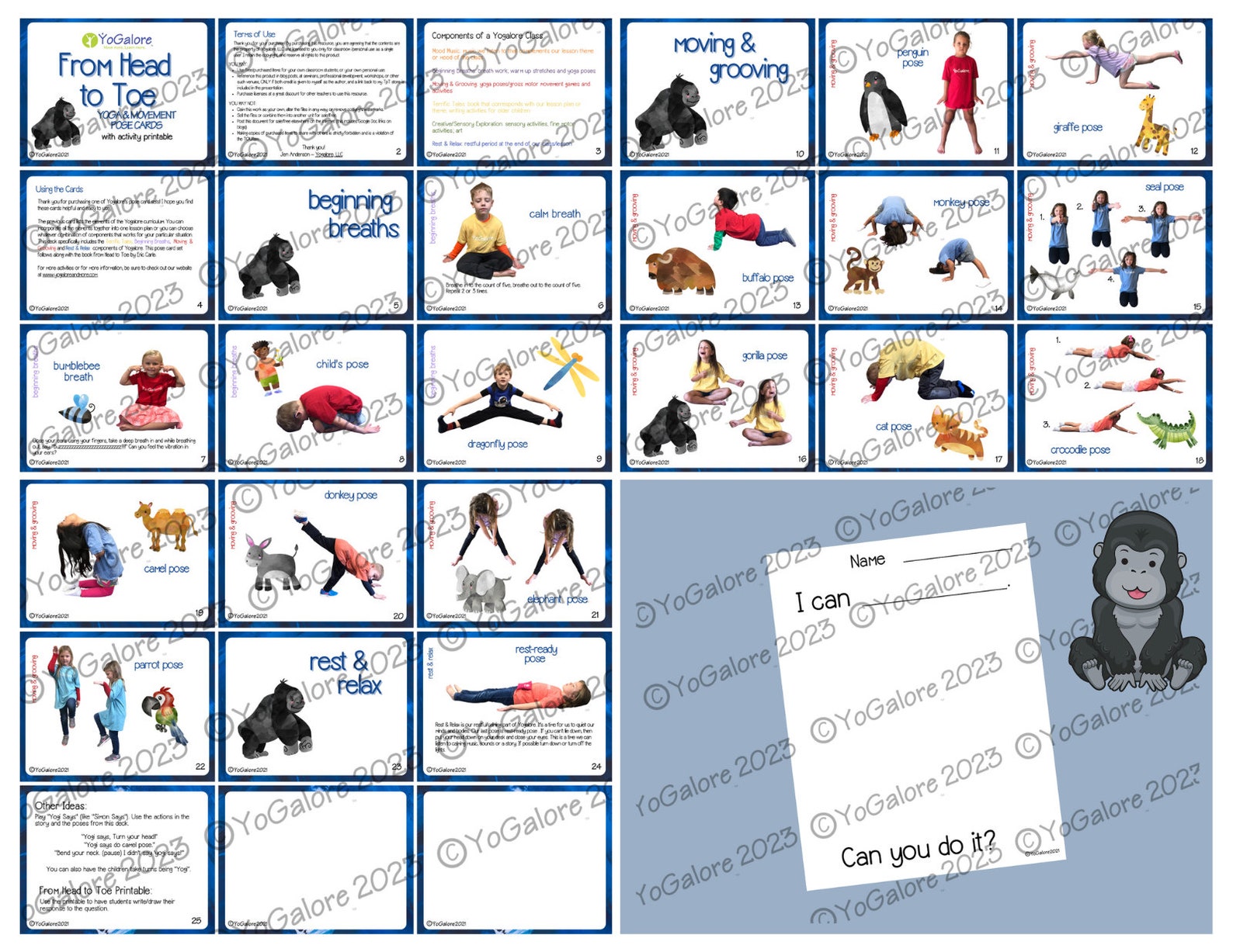Preschool-friendly Yoga & Movement Cards Bundle | Eric Carle Inspired ...