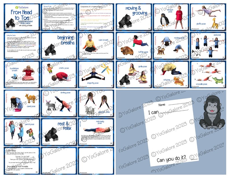 Preschool-friendly Yoga & Movement Cards Bundle | Eric Carle Inspired ...