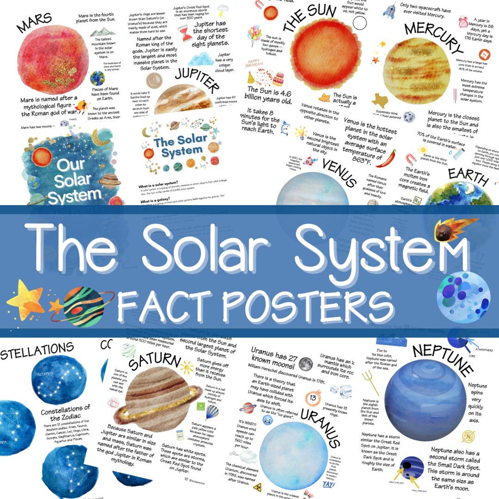 The Solar System Fun Facts Posters With BONUS! - Etsy