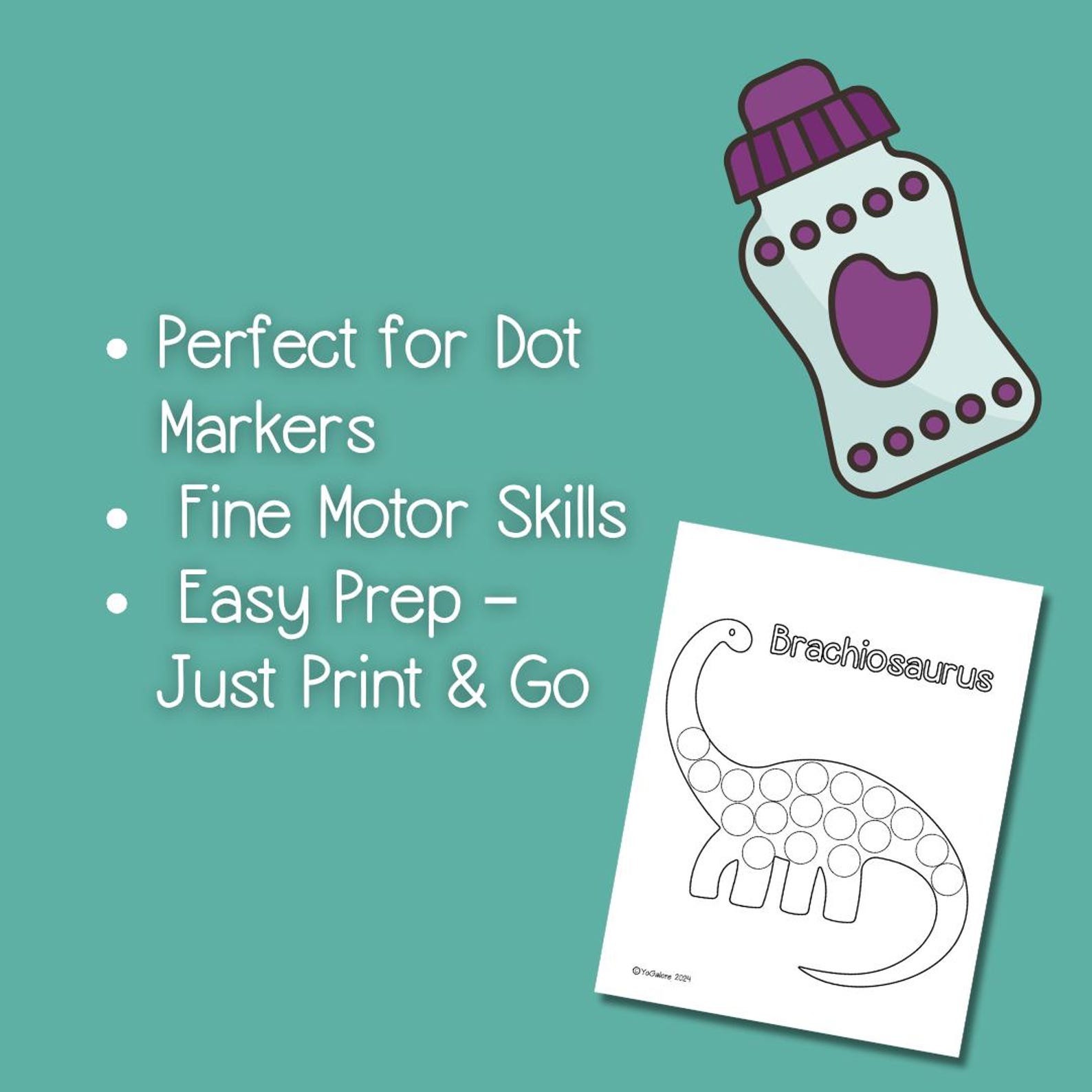 Printable Dinosaur Coloring Pages & Dot Marker Sheets | Preschool ...