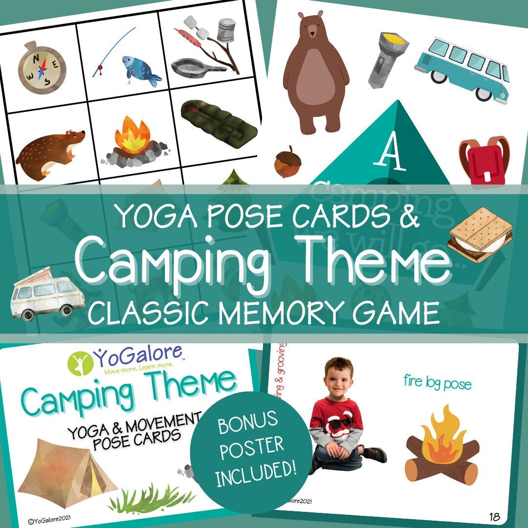 Camping Theme Yoga & Movement Pose Cards With Memory Game - Etsy