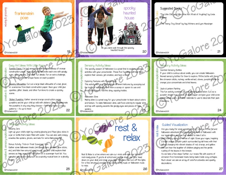 Halloween Theme Yoga & Movement Cards and Yogalore Lesson Plan for ...