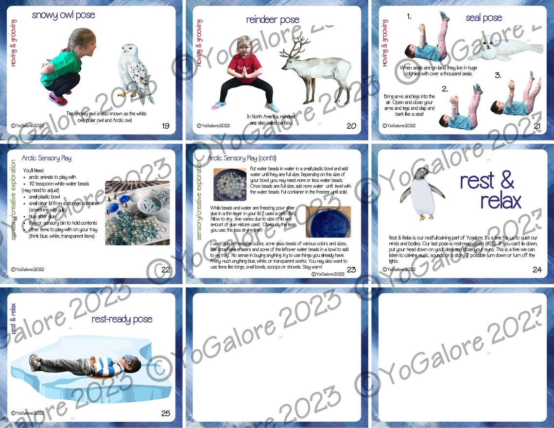 Arctic Animal Yoga Pose Cards for Kids | Mindful Movement Game, Brain ...