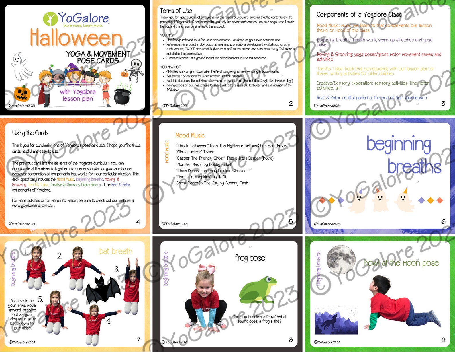 Halloween Theme Yoga & Movement Cards and Yogalore Lesson Plan for ...