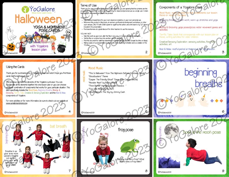 Halloween Theme Yoga & Movement Cards and Yogalore Lesson Plan for ...