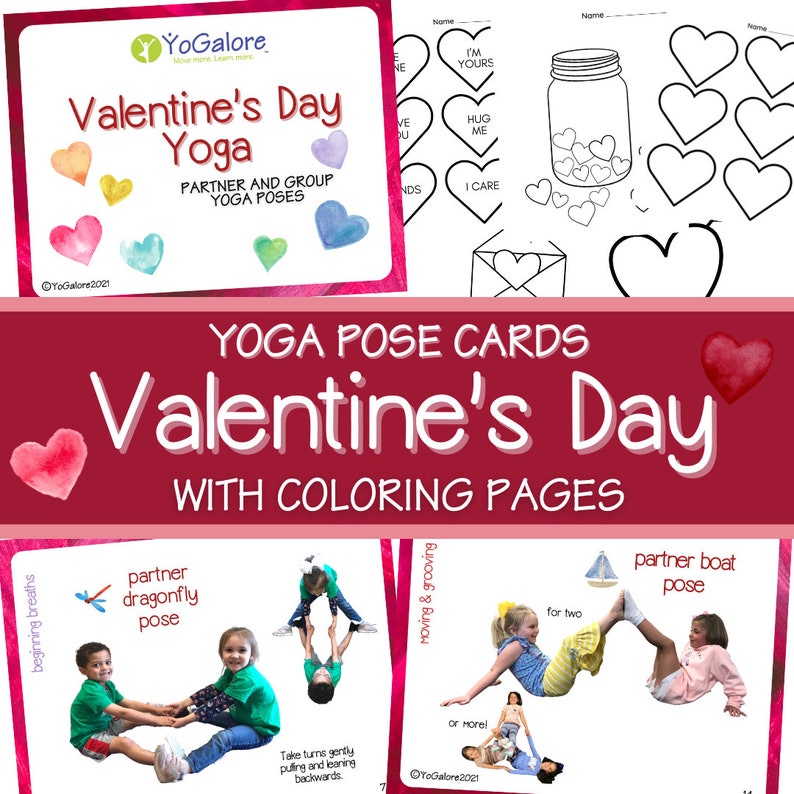 Valentine's Day Yoga & Movement Cards -- Partner Poses - Etsy