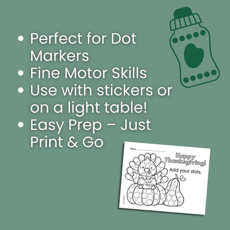 Printable Thanksgiving Coloring Pages & Dot Marker Sheets | Preschool ...