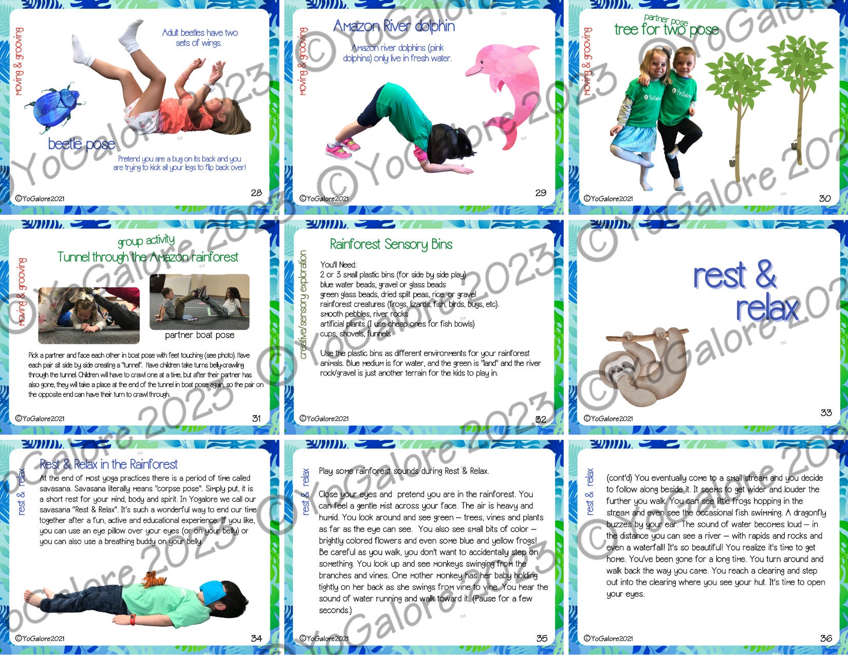 Rainforest Animal Yoga & Movement Cards for Preschool and Kindergarten ...
