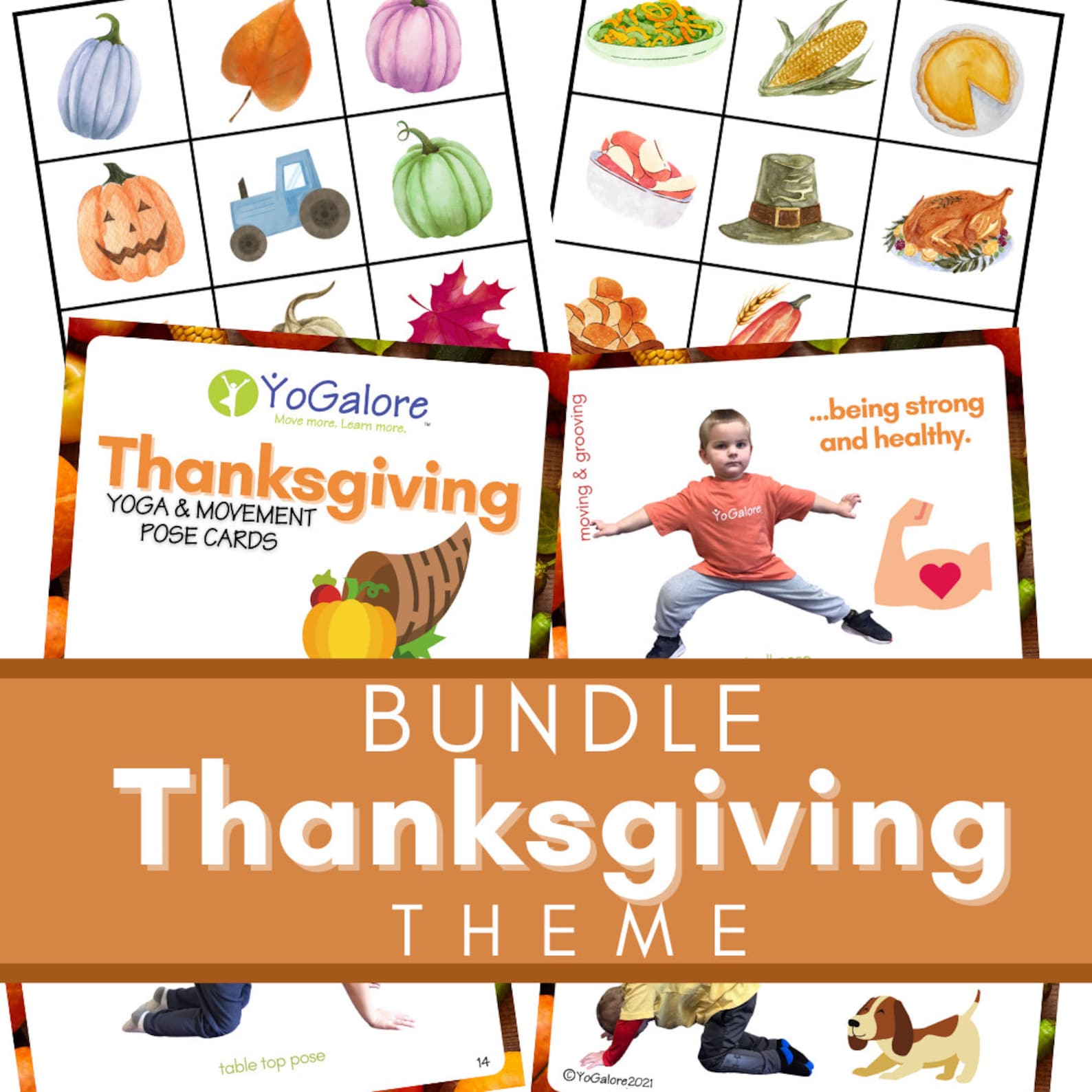 Thanksgiving Theme Activities: Yoga & Movement Pose Cards and - Etsy