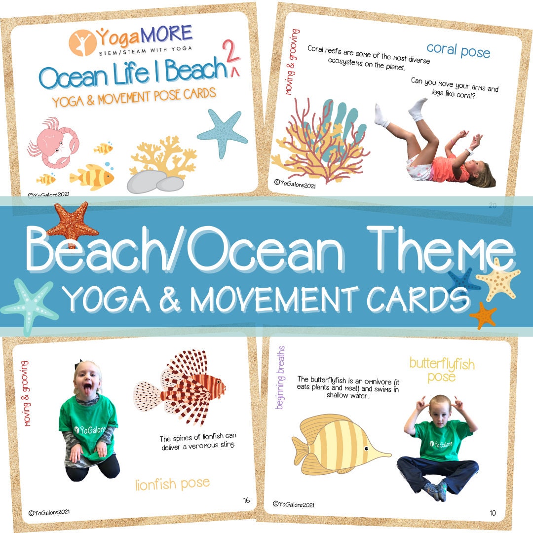 Ocean Theme Preschool Activity: Yoga & Movement Pose Cards - Etsy