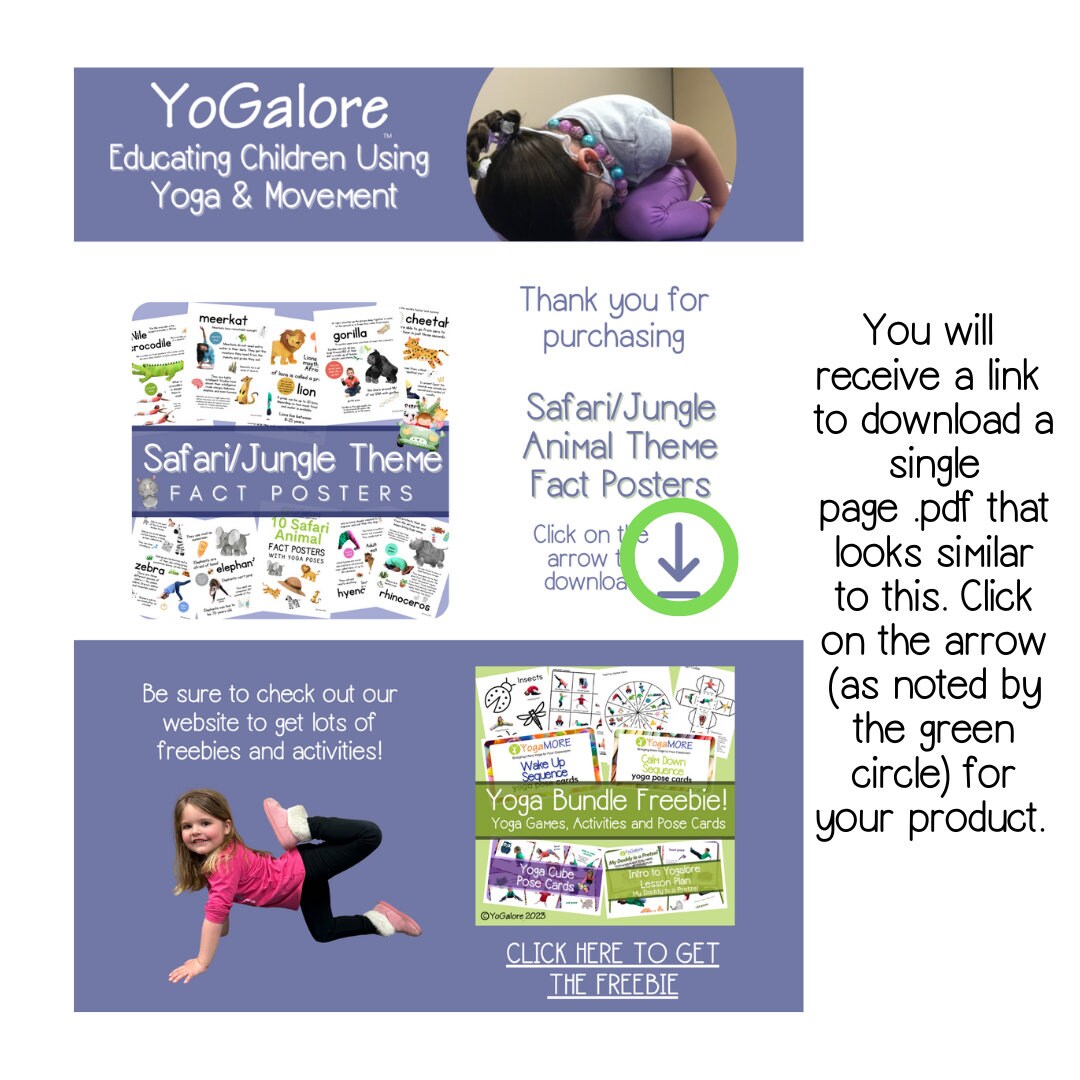 Safari Animal Jungle Animal Theme Fact Posters With Yoga Poses for ...