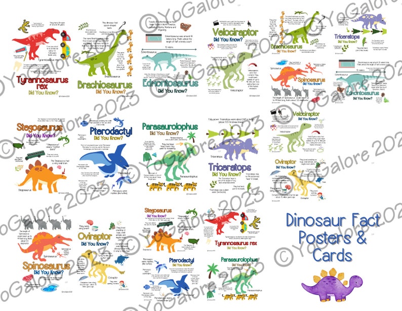 Dinosaur Fact Posters and Cards Printable Science Decor for Kids ...