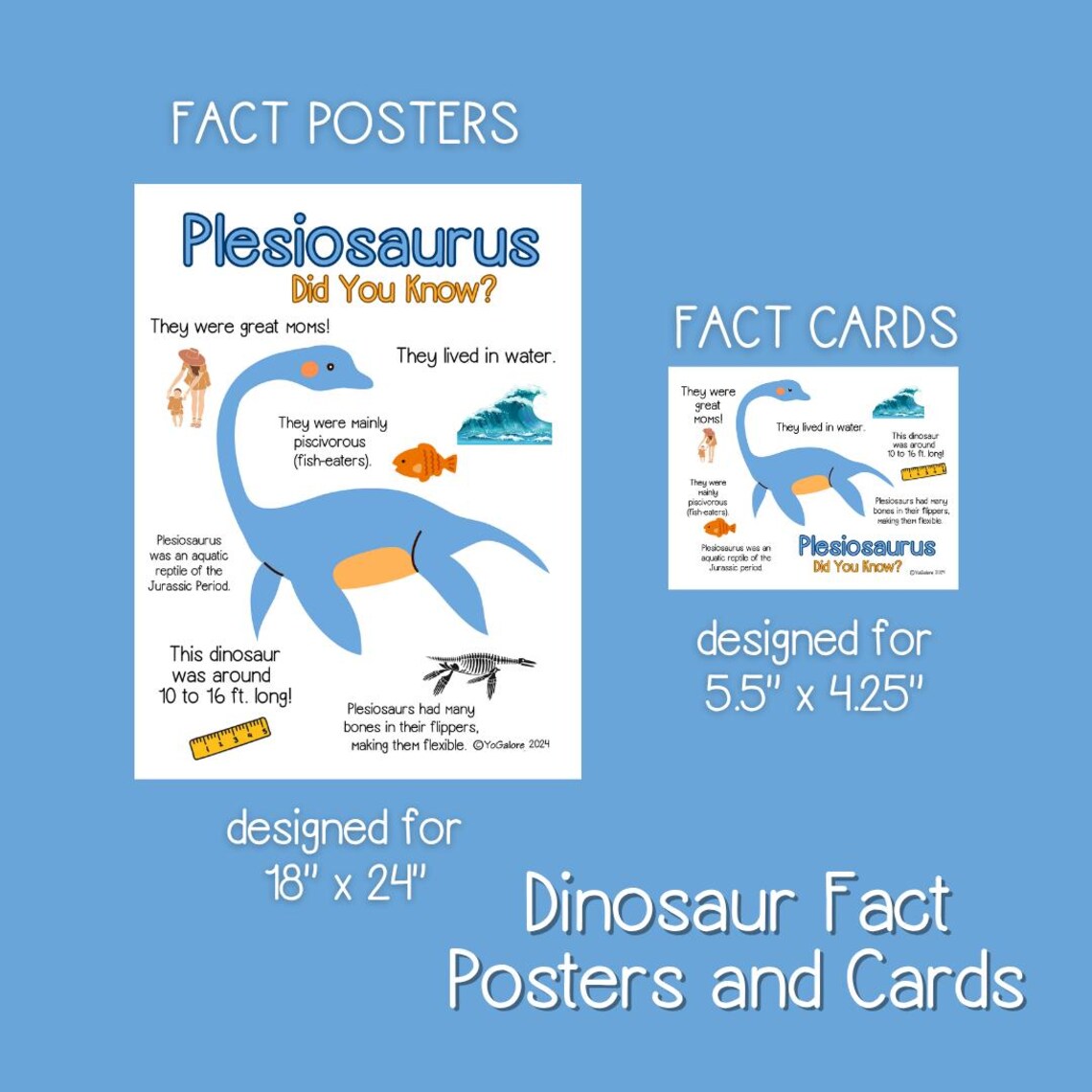 Dinosaur & Ocean Life Fact Posters: Science Learning Bundle (printable ...