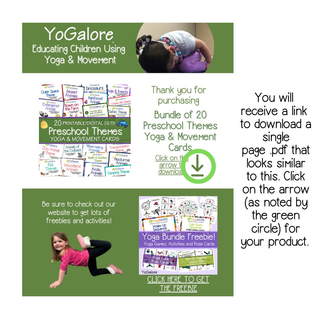 Preschool and Kindergarten Yoga & Movement Pose Cards - Themed Lesson ...