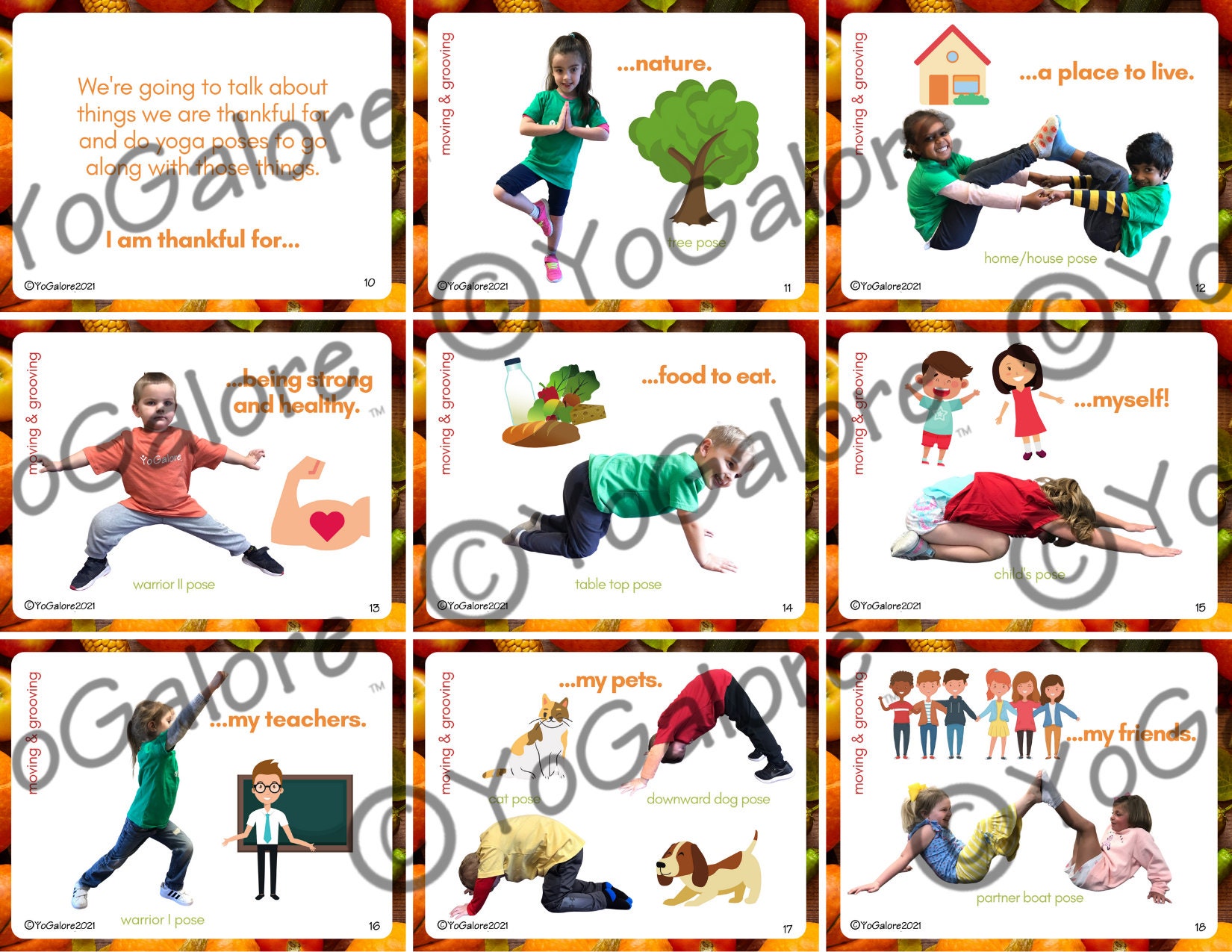 Thanksgiving Theme Activities: Yoga & Movement Pose Cards and Memory ...
