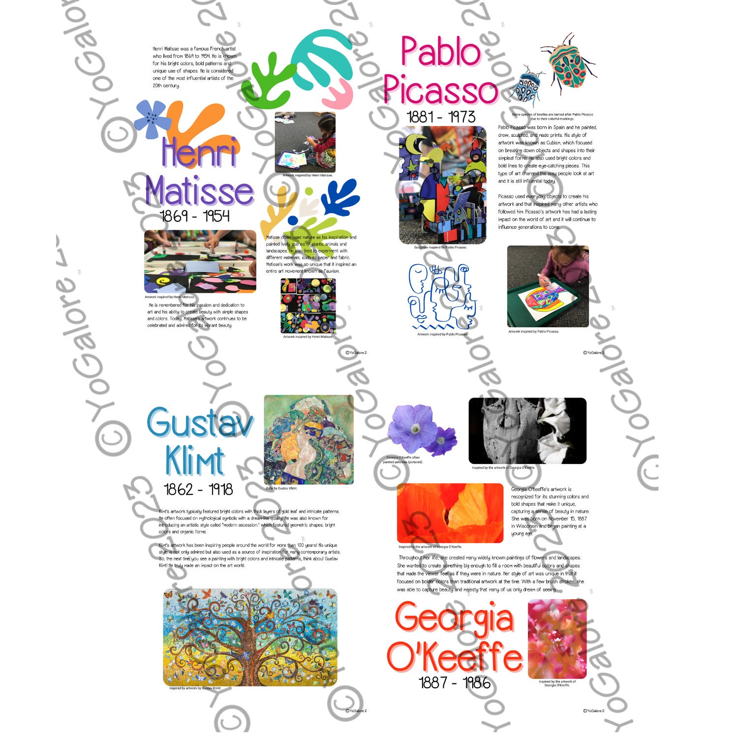 Artist Posters for Preschoolers and Kindergarten - Etsy