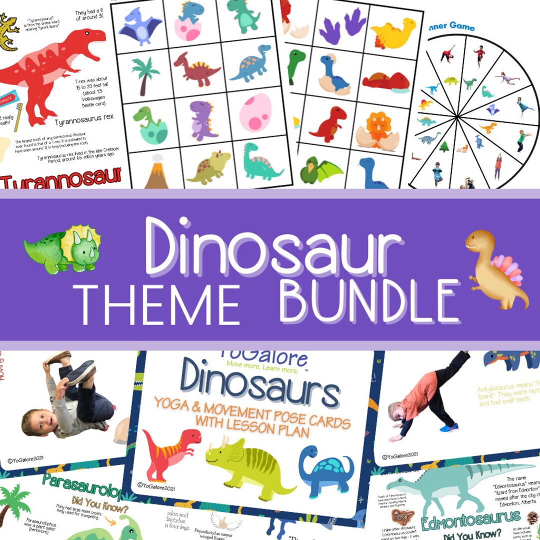 Dinosaur Theme Bundle: Dinosaur Yoga, Memory and Spinner Game With Fun ...