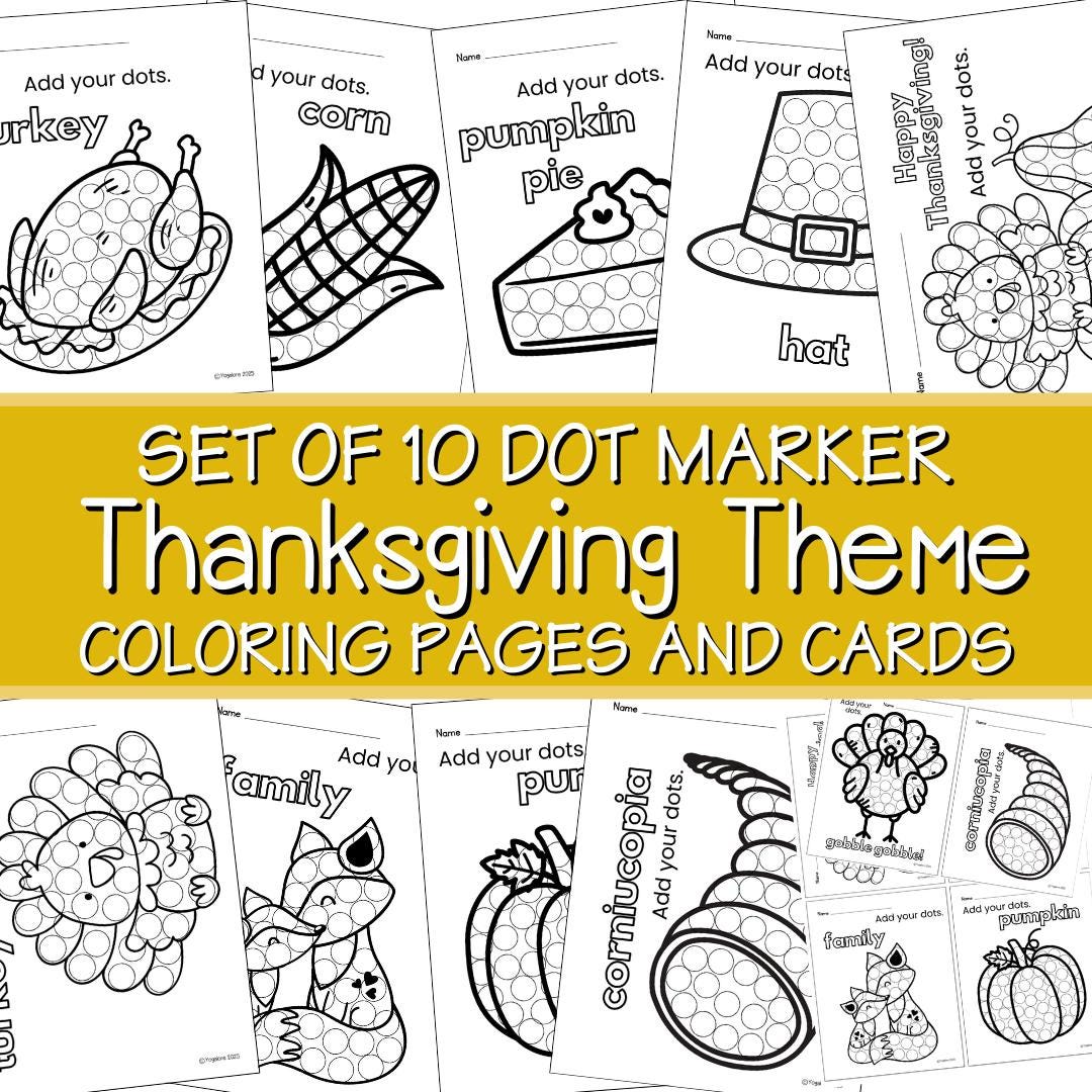Printable Thanksgiving Coloring Pages & Dot Marker Sheets | Preschool ...