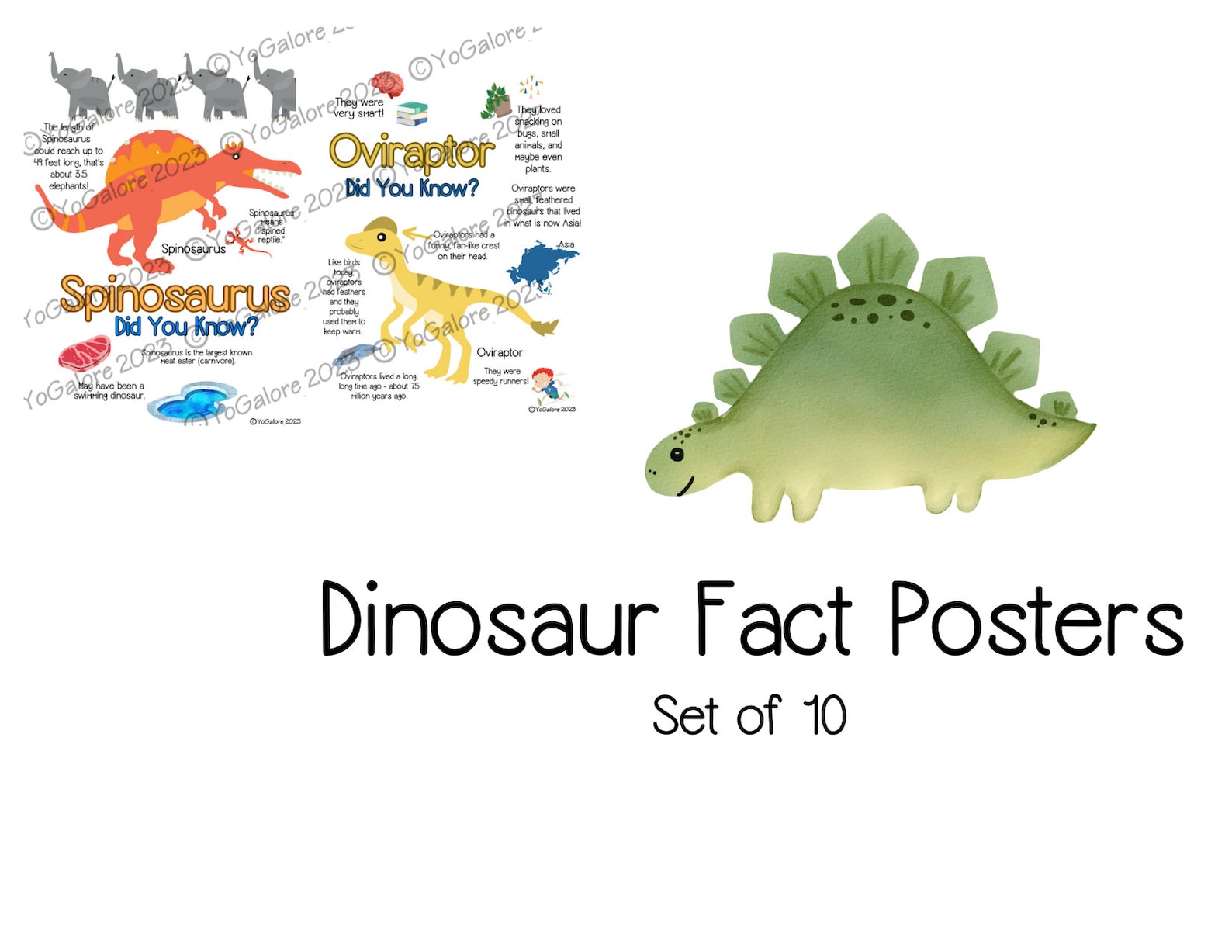 Dinosaur Fact Posters and Cards Printable Science Decor for Kids ...