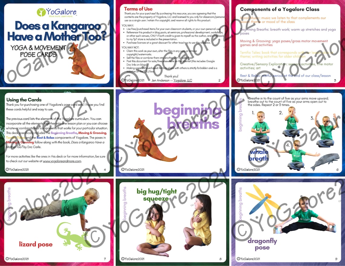 Does a Kangaroo Have a Mother Too Yoga & Movement Pose Cards | Etsy