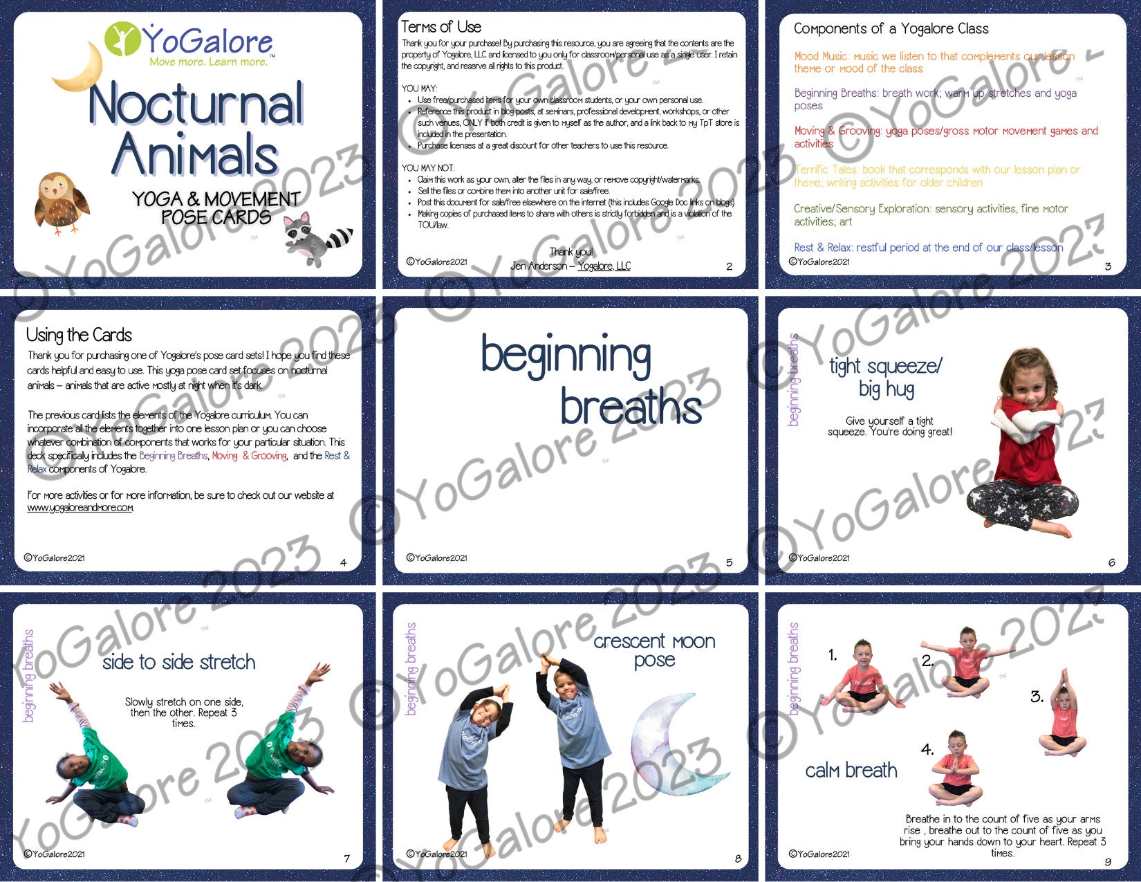 Nocturnal Animals Yoga & Movement Pose Cards - Etsy
