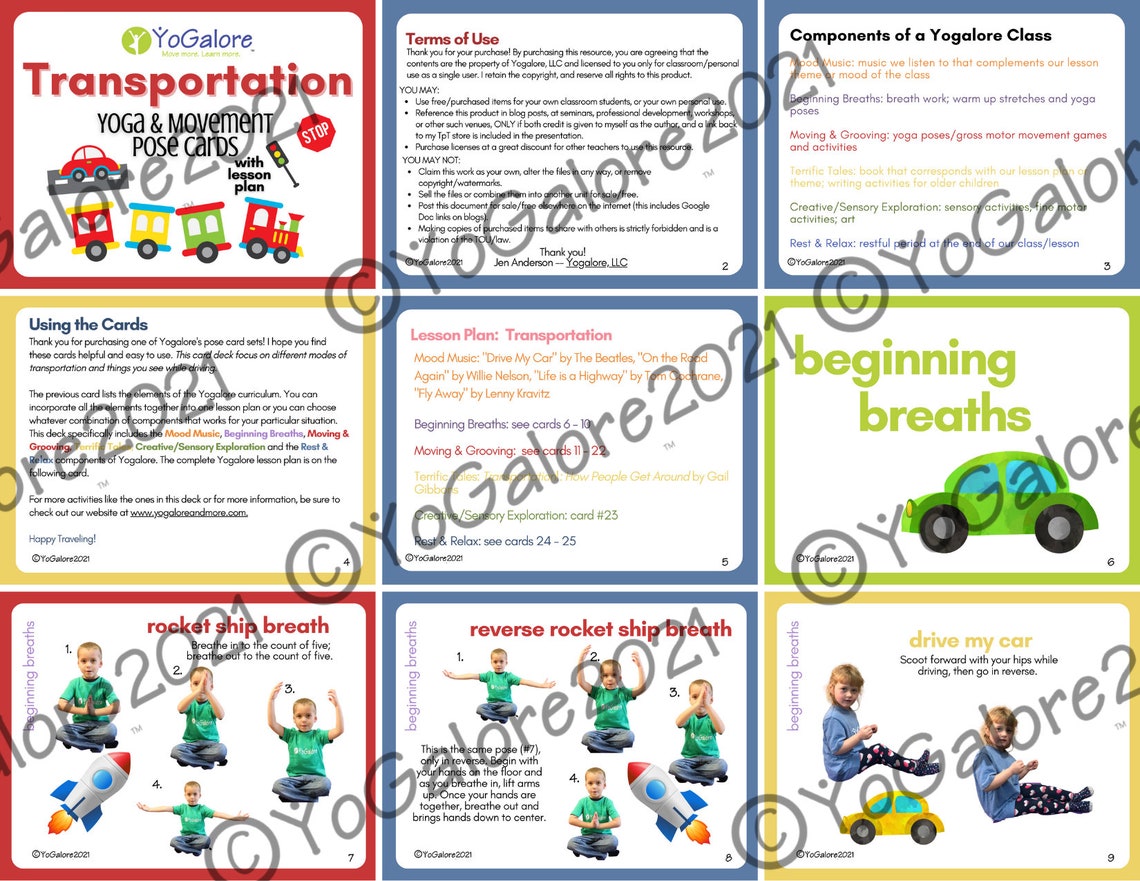 Transportation Theme Yoga & Movement Pose Cards | Etsy