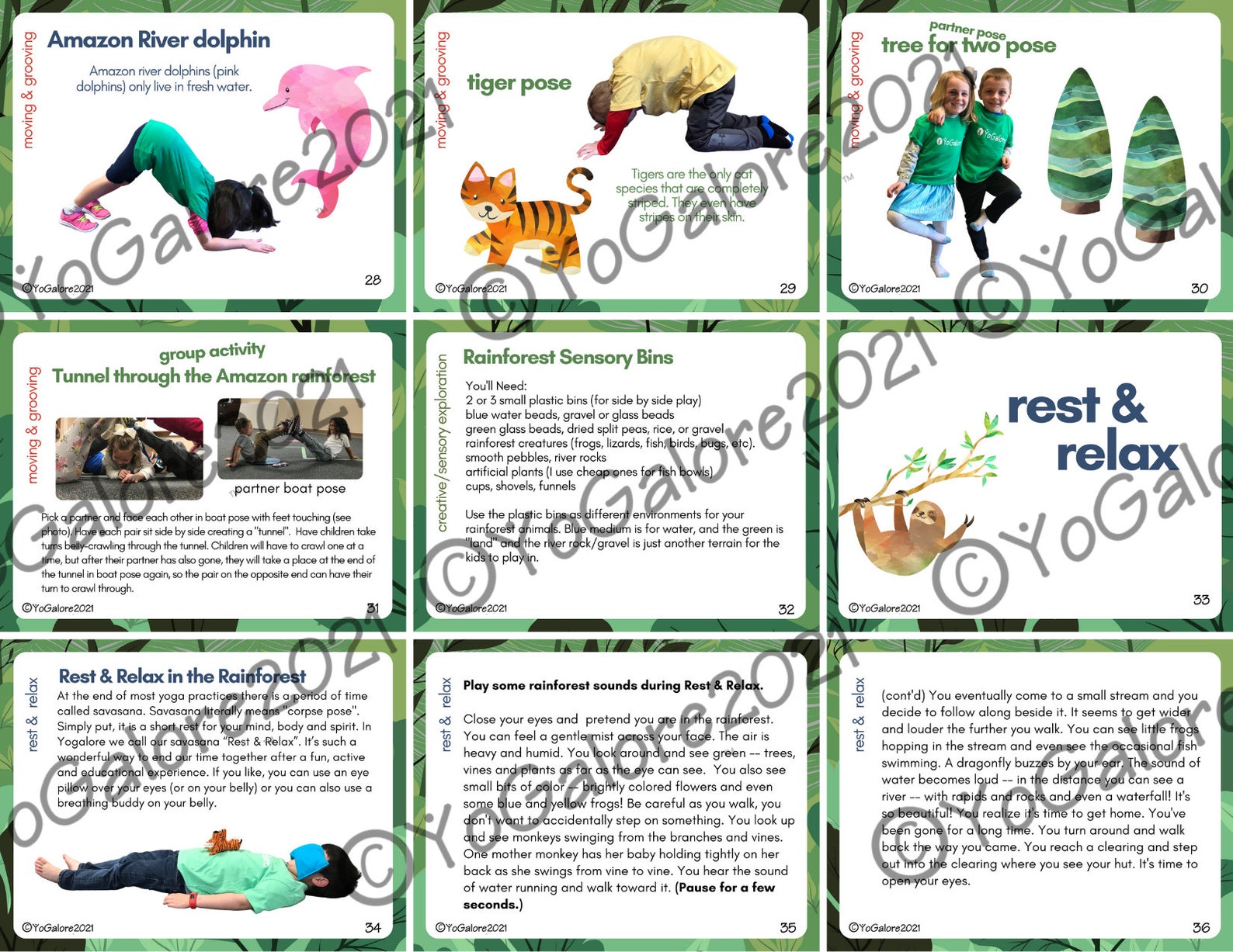 Rainforest Animals Yoga & Movement Pose Cards - Etsy