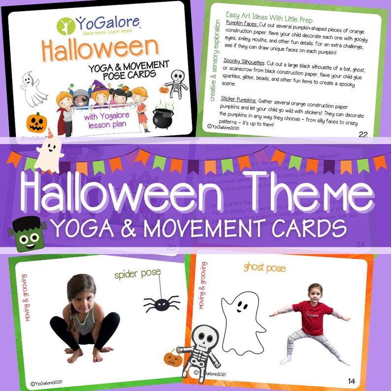 Halloween Theme Yoga & Movement Cards and Yogalore Lesson Plan for ...