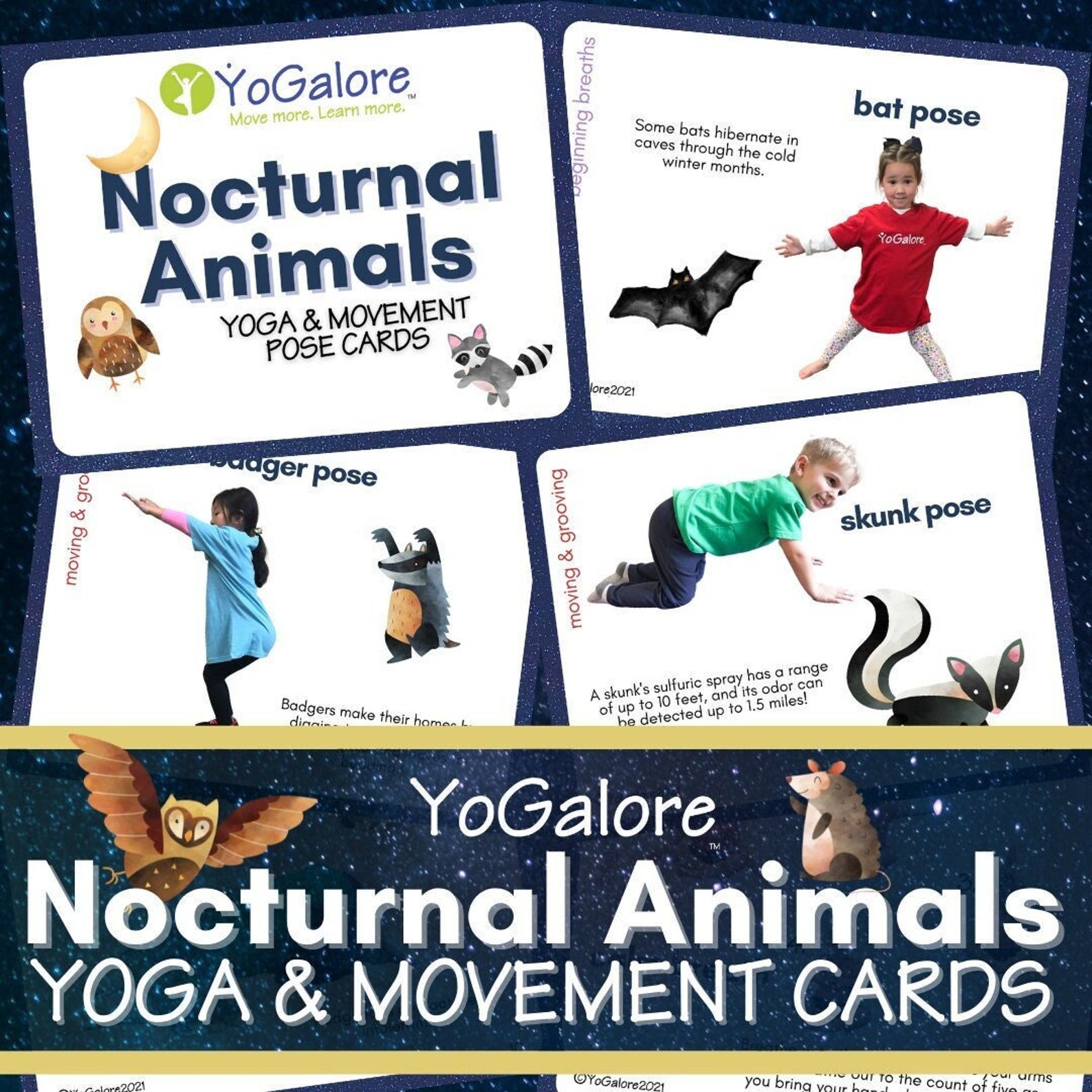 Nocturnal Animals Yoga & Movement Pose Cards - Etsy