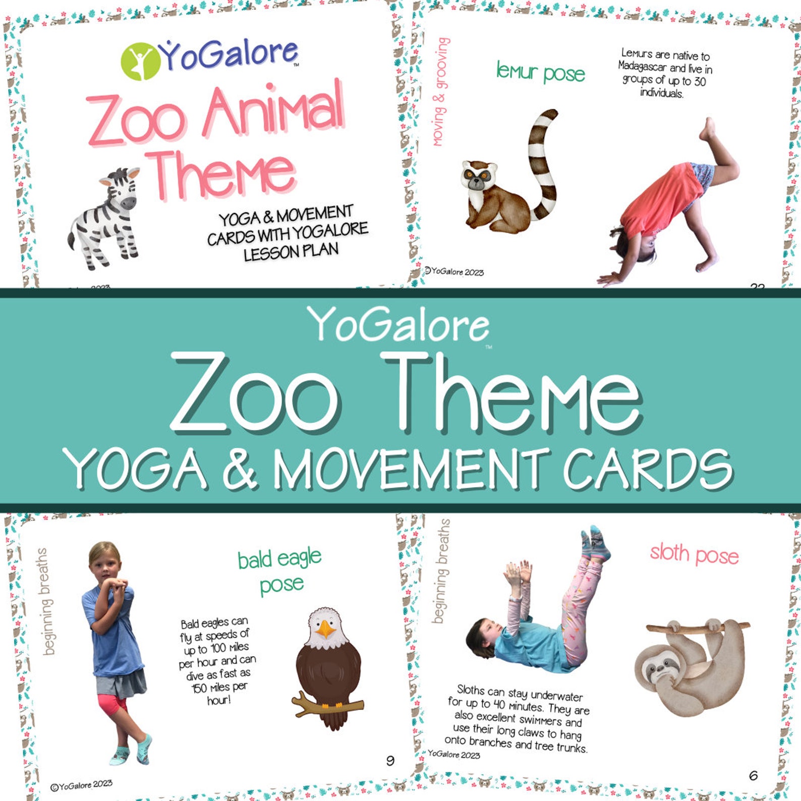 Zoo Animal Theme Yoga & Movement Cards for Preschool and Kindergarten ...