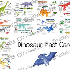 Dinosaur Fact Posters and Cards Printable Science Decor for Kids ...