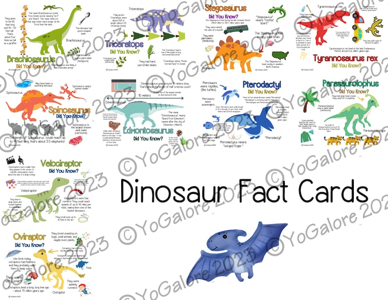 Dinosaur Fact Posters and Cards Printable Science Decor for Kids ...