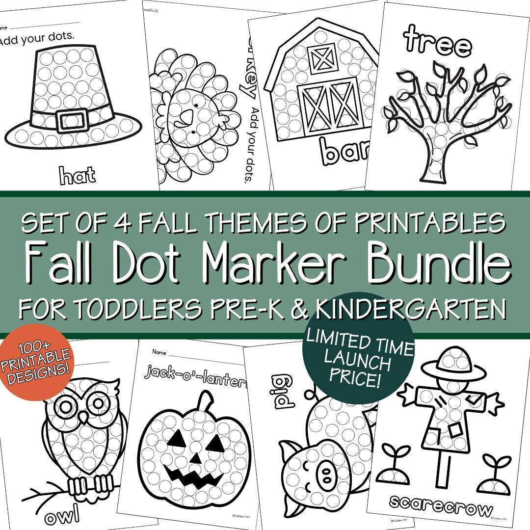 Fall Dot Marker Printable Bundle | Toddler, Preschool and Kindergarten ...