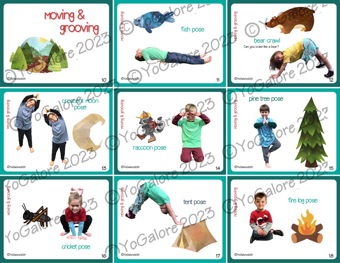 Camping Theme Yoga & Movement Pose Cards With Memory Game - Etsy