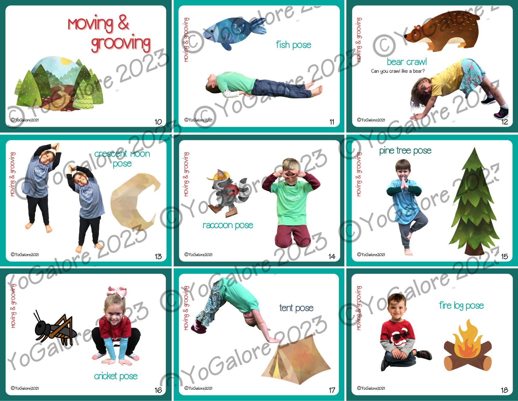 Camping Theme Yoga & Movement Pose Cards With Memory Game - Etsy