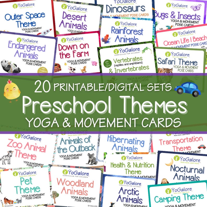 Preschool and Kindergarten Yoga & Movement Pose Cards - Themed Lesson ...