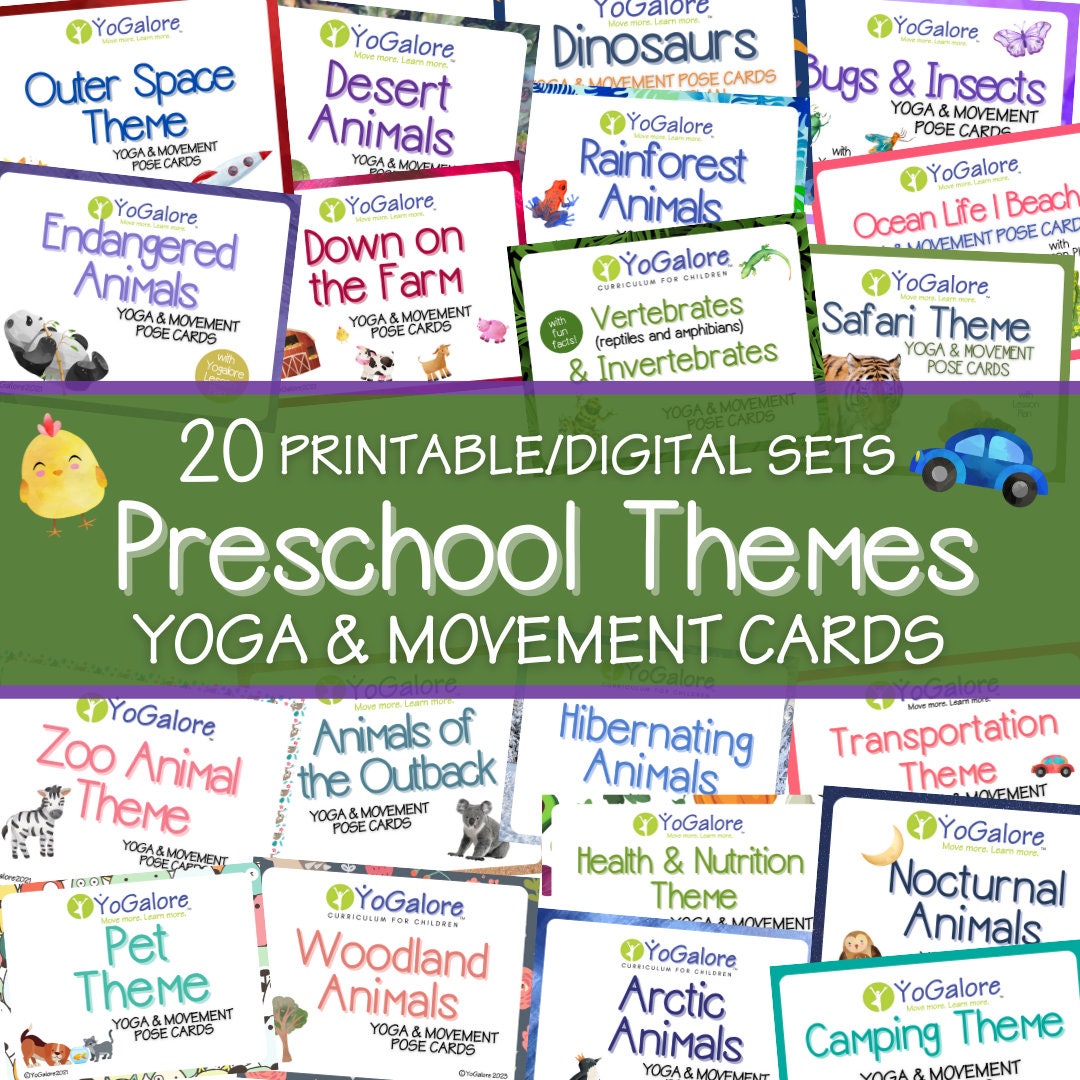 Preschool and Kindergarten Yoga & Movement Pose Cards - Themed Lesson ...