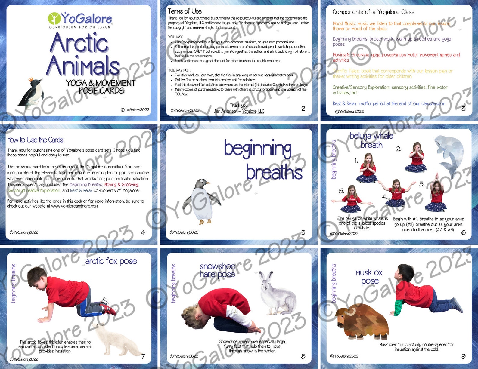 Arctic Animal Yoga Pose Cards for Kids | Mindful Movement Game, Brain ...