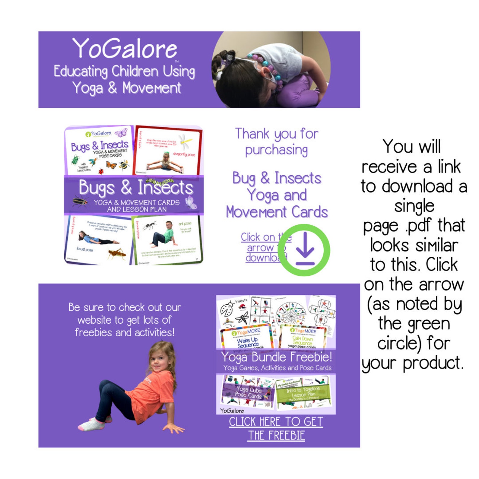 Bugs and Insects Yoga Pose Cards for Kids, Gross Motor Movement for ...