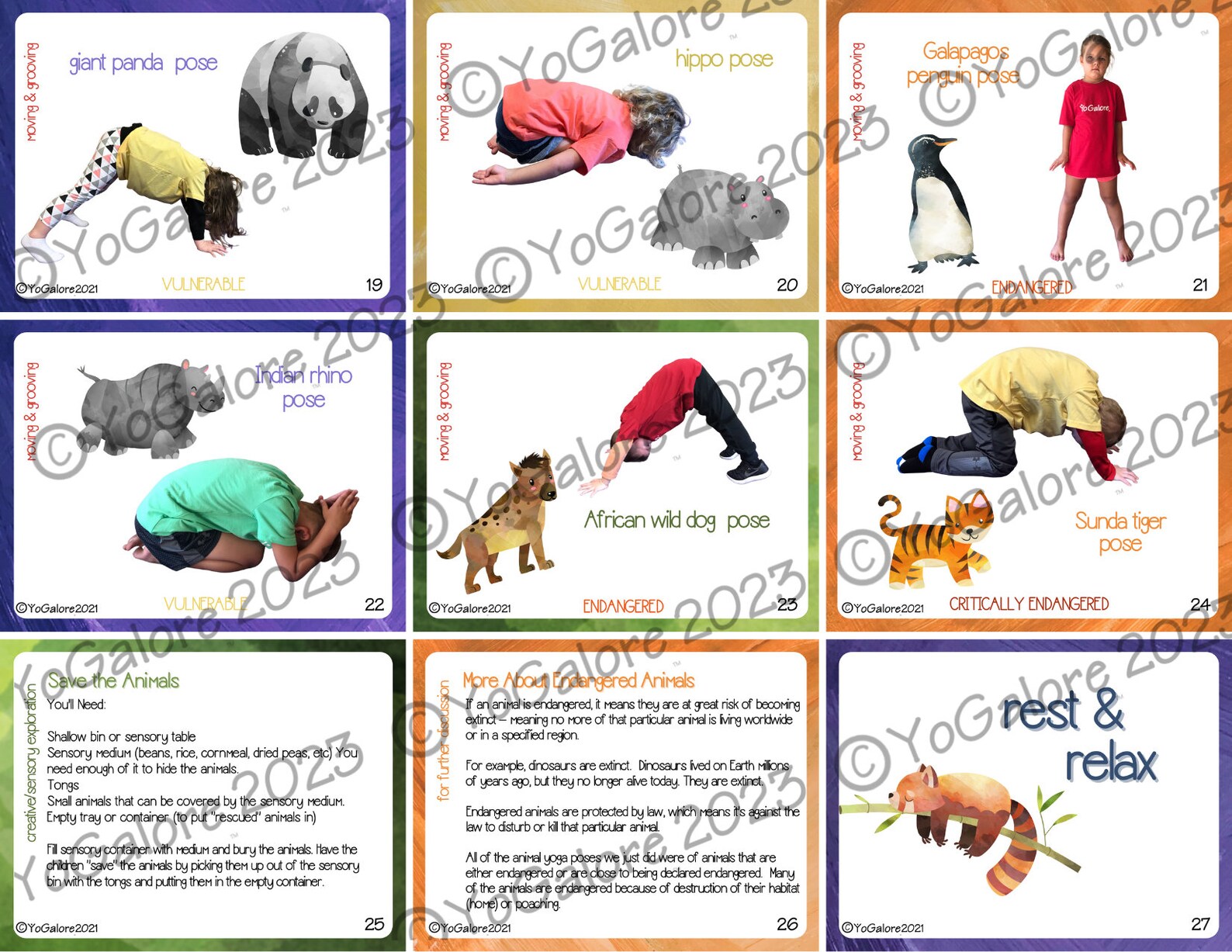 Endangered Animal Yoga & Movement Cards and Lesson Plan - Etsy