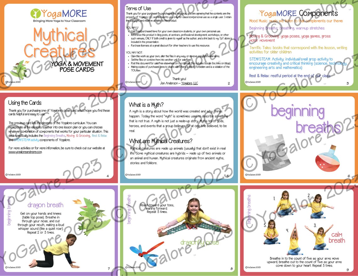 Mythical Creatures Yoga & Movement Pose Cards: Mermaid, Unicorn, Dragon ...