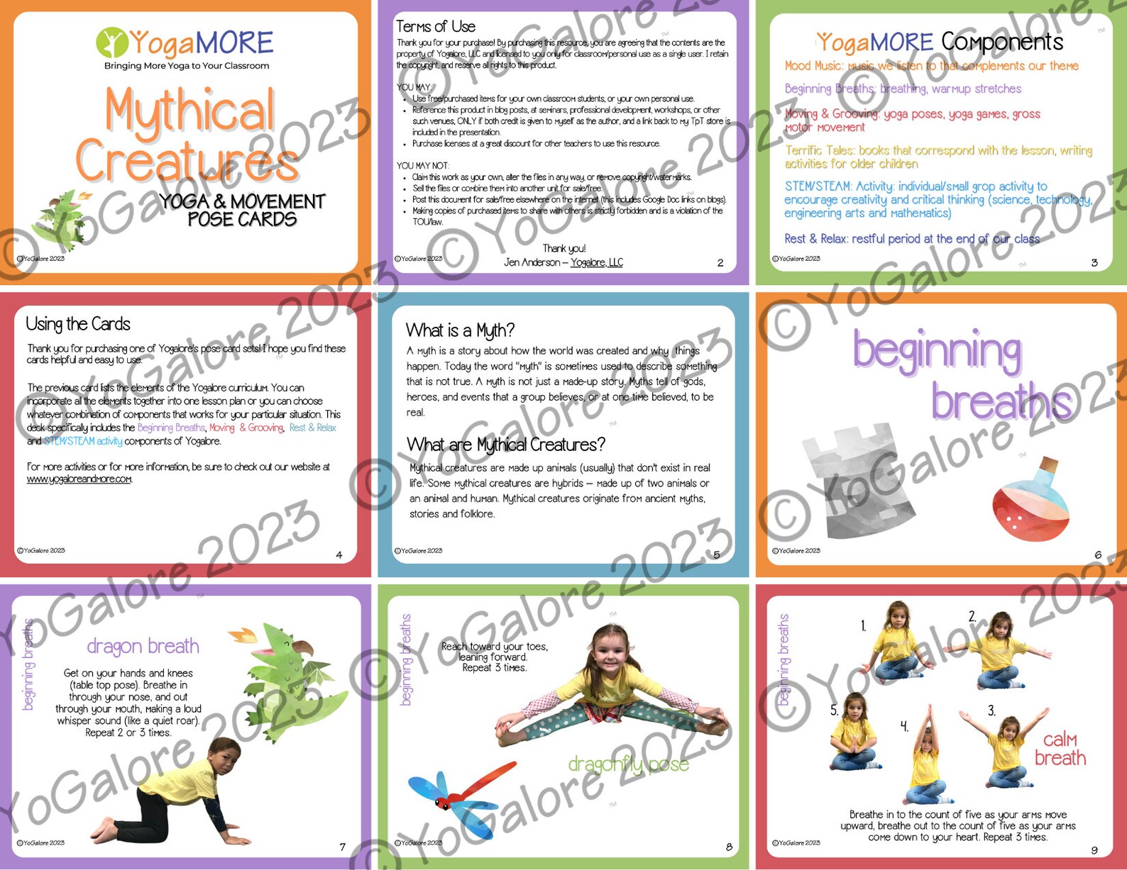 Mythical Creatures Yoga & Movement Pose Cards: Mermaid, Unicorn, Dragon ...