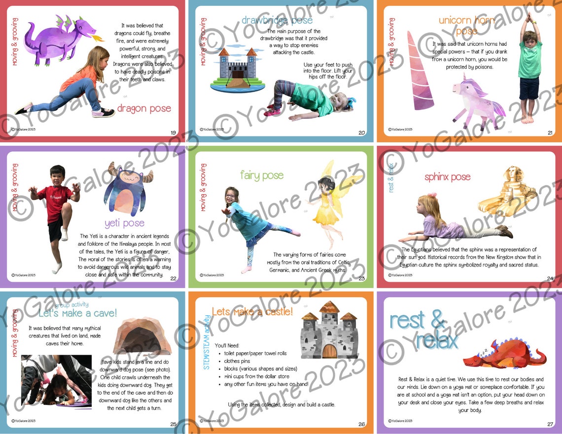 Mythical Creatures Yoga & Movement Pose Cards: Mermaid, Unicorn, Dragon ...