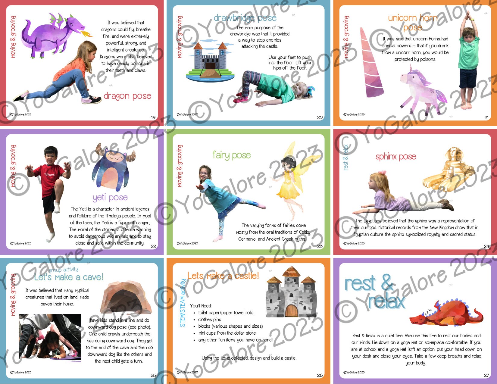 Mythical Creatures Yoga & Movement Pose Cards: Mermaid, Unicorn, Dragon ...